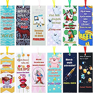 60 Pieces Silly Jokes Bookmarks Cartoon Hilarious Page Markers Funny Reading Bookmarks for Teachers Students Readers Classroom Rewards Supplies,12 Styles