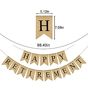 Jute Burlap Happy Retirement Banner Retirement Party Bunting Garland Decoration Supply
