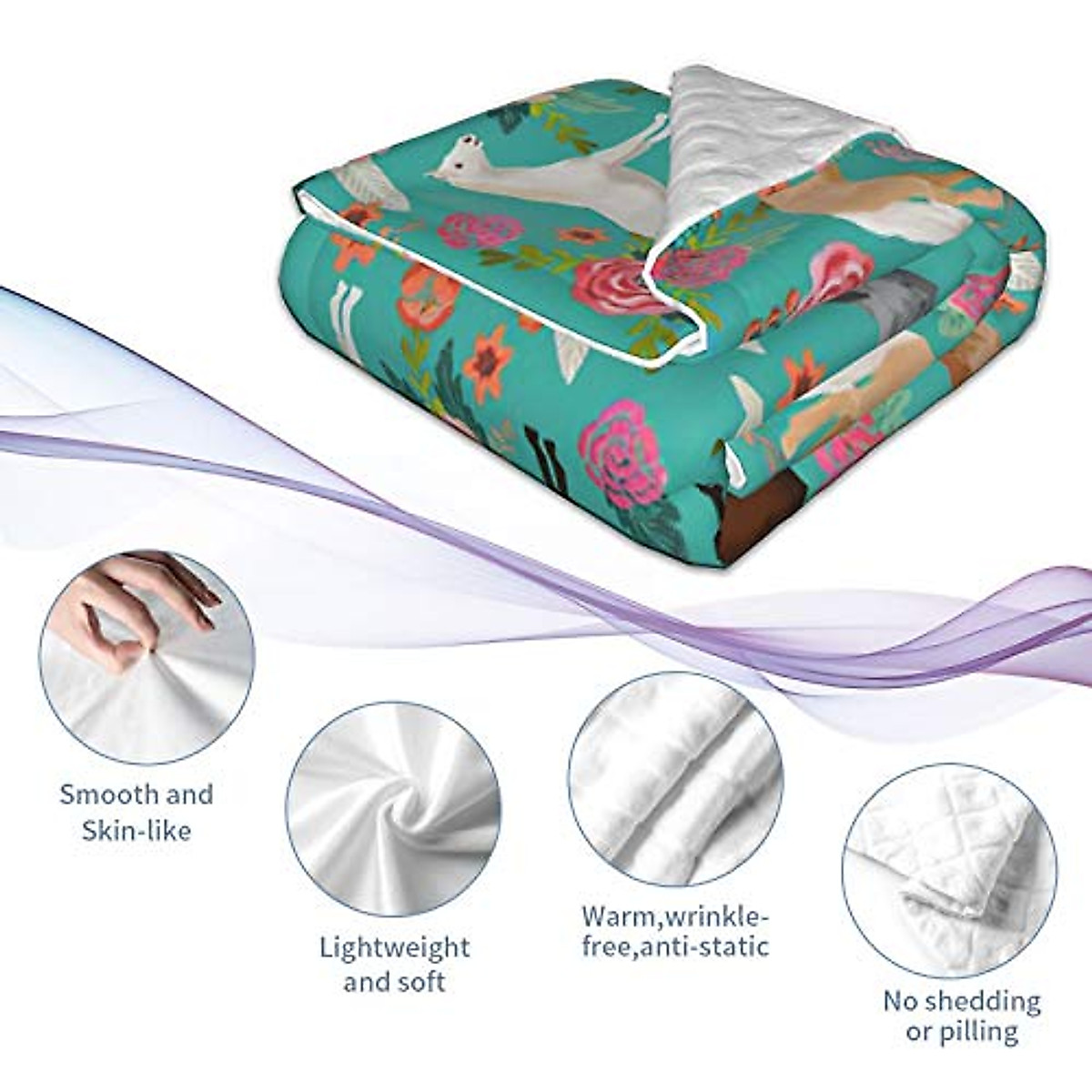 Horses Floral Horse Breeds Baby Double Blanket, Ultra Soft Warm Plush Nursery Receiving Blankets for Toddler Infant Newborns