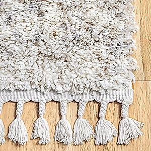 nuLOOM Brooke Shag Tasseled Area Rug, 8x11, Ivory
