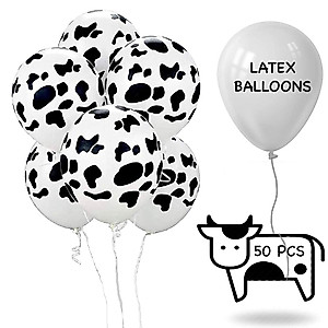 50 PCS Cow Balloons Funny Cow Print Balloons For Children's Party Western Cowboy Theme for Kids Birthday Party Favor Supplies Decorations Cowboy Birthday Balloons