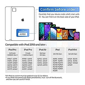 Palm Rejection Stylus Pen for Apple iPad, Pencil with Tilt Sensitivity Digital Pen Compatible with iPad(2018 and Later Version) iPad Pro 11&12.9inch/Air 3&4&5/Mini 5&6/iPad 6/7/8/9/10th Generation