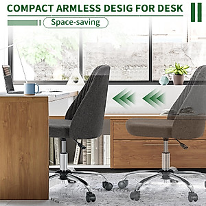 Armless Desk Chair with Comfortable Fabric Cover,Modern Home Office Chairs with Swivel Wheels for Computer Task Chairs Cute Vanity Chairs Adjustable Height for Living Room,Bed Room,Conference Office