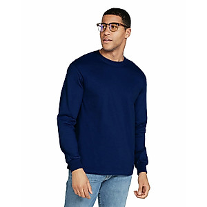 Gildan Men's Ultra Cotton Long Sleeve T-Shirt, Style G2400, Multipack, Navy (2-Pack), Large