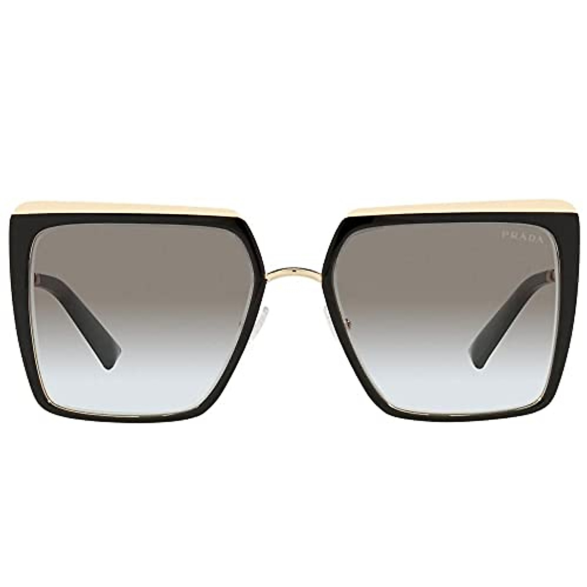 Prada PR 58WS AAV0A7 Black Pale Gold Metal Square Sunglasses Grey Gradient Lens