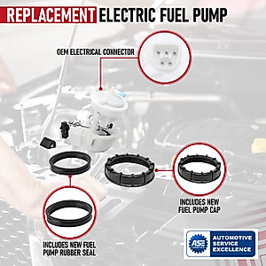 Replacement Electric Fuel Pump - Compatible with Honda Civic 2001-2005 1.3L, 1.7L, 2.0L - Replaces Part 17045-S5A-A00, E8566M, SP8011M, P76528M, 17045-S5A-A31, 17045-S5A-A30 - Gas and Hybrid Models