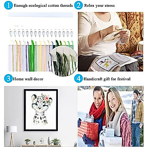 6 Pack Animal Cross Stitch Kits for Adults - Stamped Crossstitching Kits Preprinted 11 Count Cross-Stitch Kit for Beginner, 11CT Prestamped Easy Pattern Needlepoint Kits Crafts for Decor 9.8x13.8inch