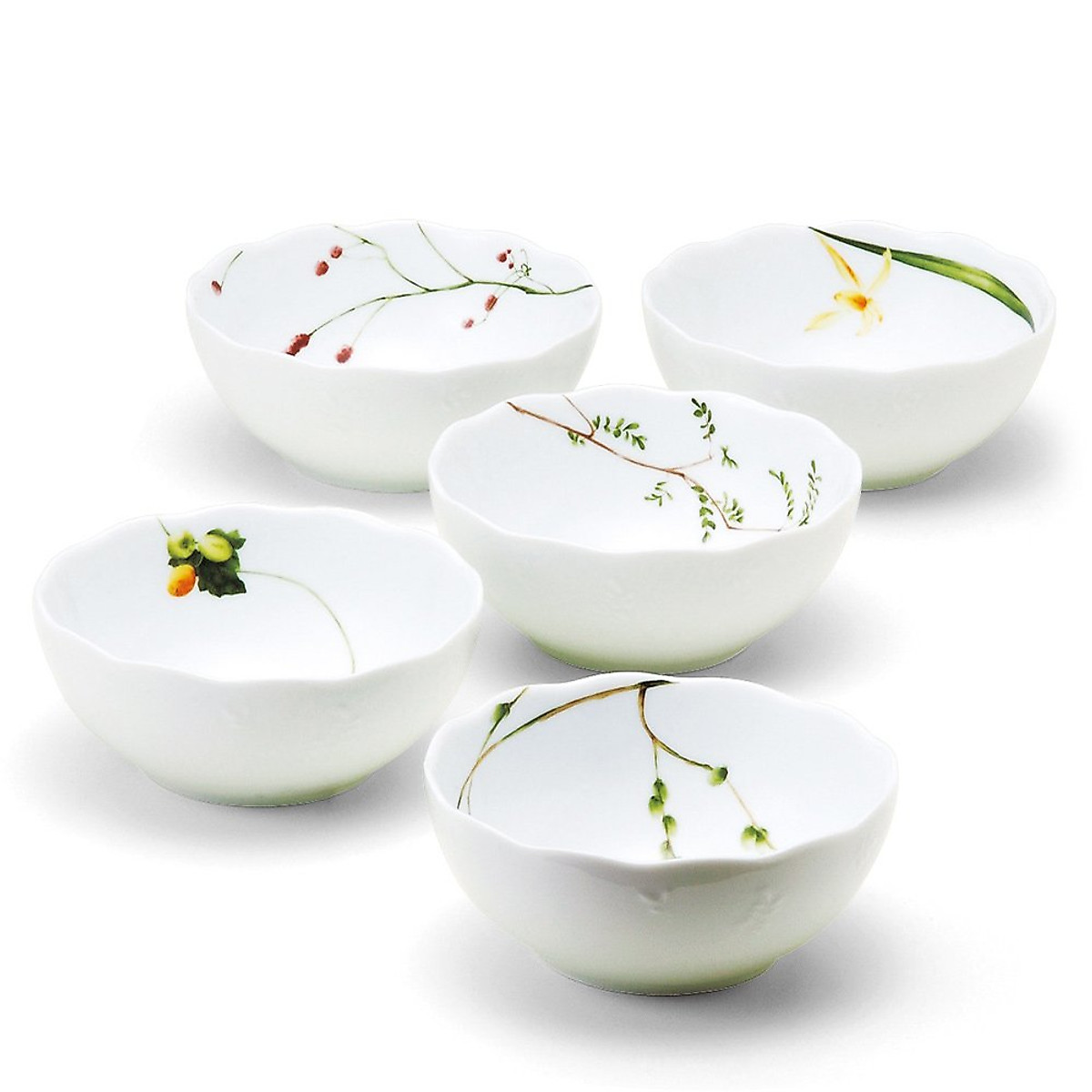 Narumi 40912-32841 Bowl, Plate Set, 5.1 inches (13 cm), Diameter 5.1 inches (13 cm), Green, Floral Patterns, Cute, Wedding Gift, Microwave Warm, Made in Japan, Gift Box Included