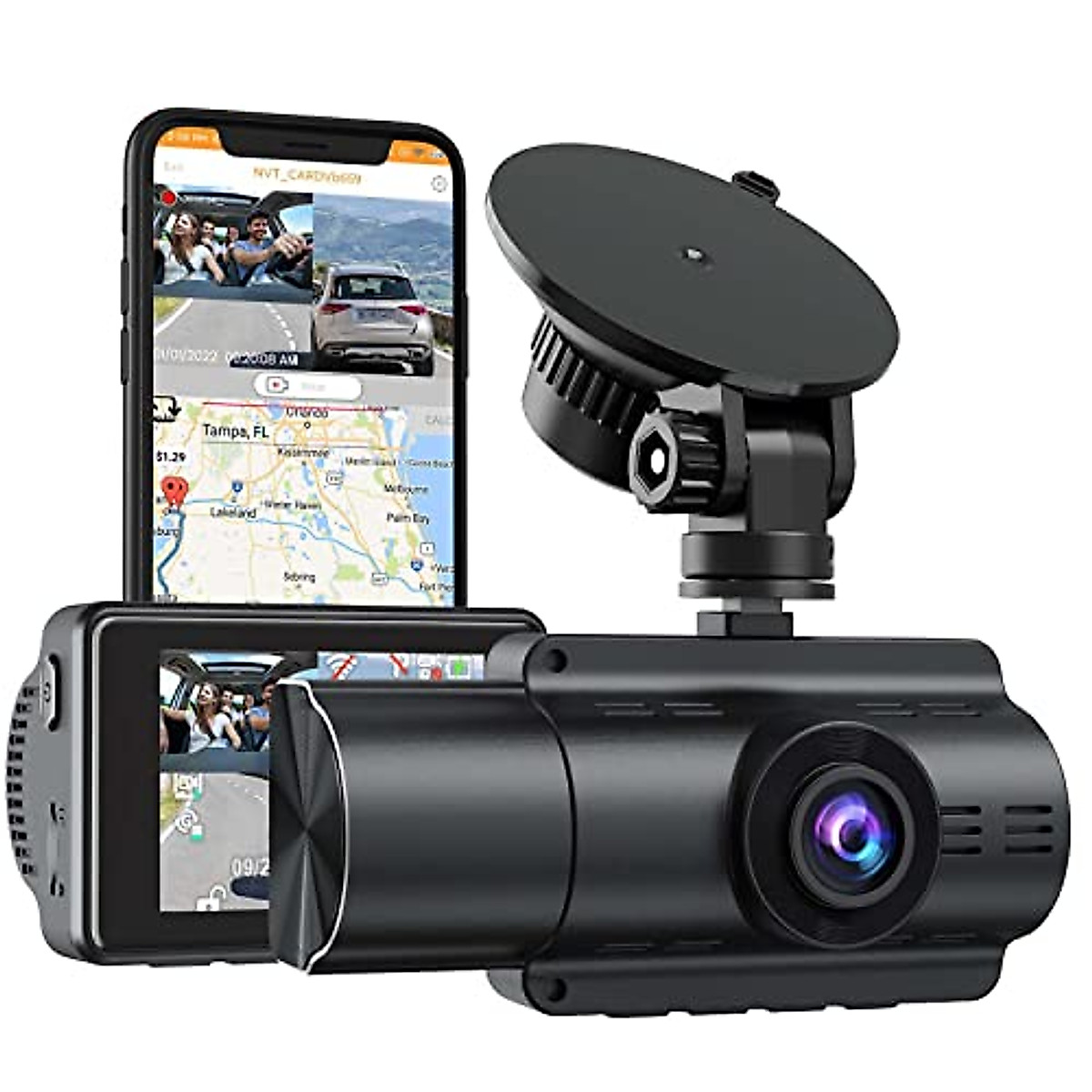 LAMONKE 4K Dash Cam with GPS, Front and Inside Dual 4K/1080P Dash Camera for Cars, Dashcam with WiFi, IR Night Vision Car Camera, 24/7 Recording Parking Mode, G-Sensor, WDR, 256GB Supported