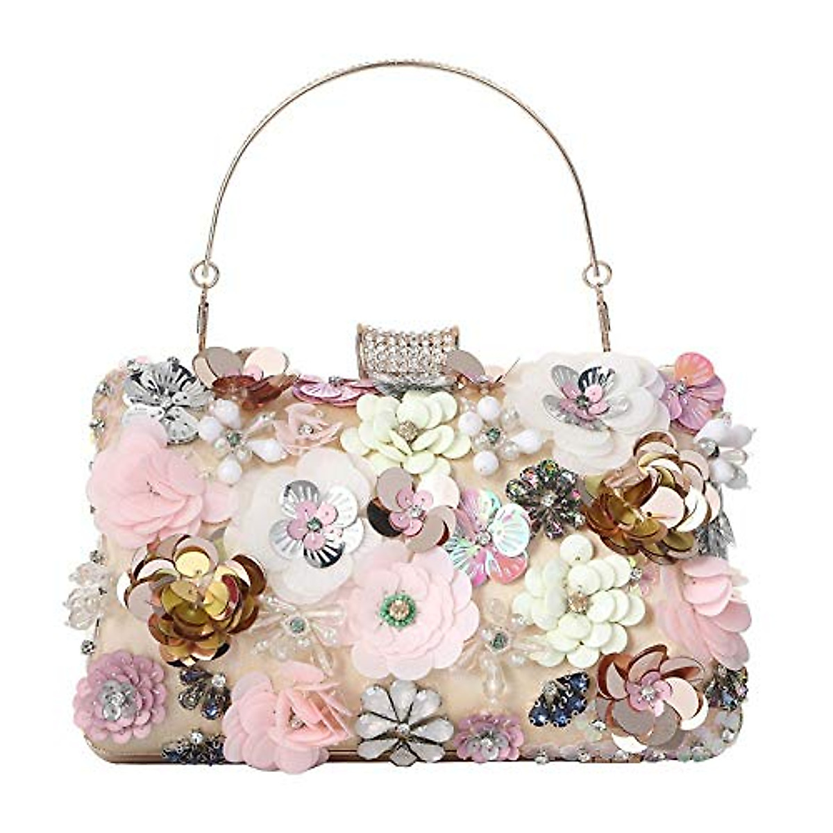 Women Fashion Luxury Party Handbags Wedding Bag Floral Bag Purses and Handbags Clutch bag Cross body Bag (Pink)