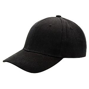 Baseball Cap Men Women - Adjustable Plain Sports Fashion Quality Hat, BLK