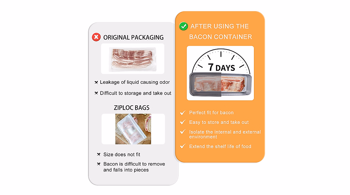 Stainless Steel Bacon Container with Airtight Seal - Keep Food Fresh