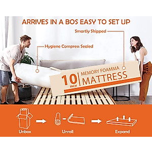 10 inch California King Size Mattress with Cover, Cooling Gel Memory Foam King Mattress for a Cool Sleep & Pressure Relief, Medium Firm Mattress Pad Mattresses, Bed in a Box, CertiPUR-US Certified