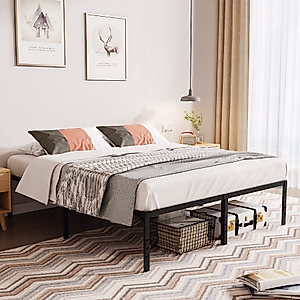 Mavesmog California King Bed Frames 14 inch High Metal Platform Heavy Duty California King Size Bed Frame, No Box Spring Needed, Easy Assembly, Sturdy Steel Slat Support Foundation