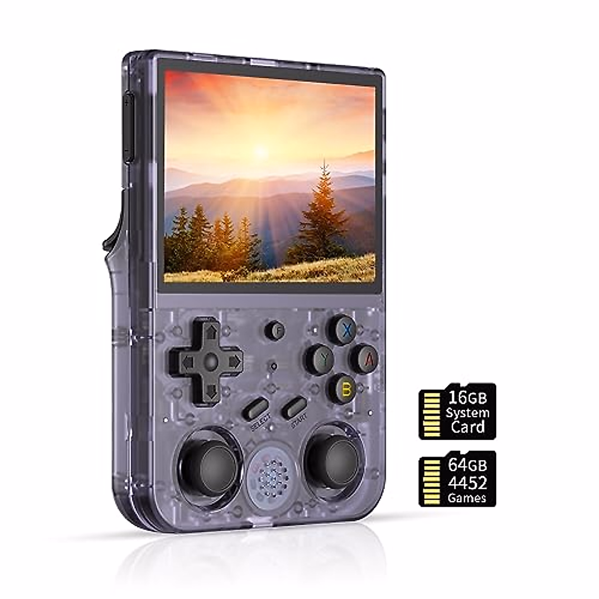 Daxceirry RG353V Retro Handheld Games Console 3.5" IPS Screen Android Linux Dual System RK3566 64 bit WIFI Bluetooth Video Player Pre-Installed 4452 Games Supports Wired Handle (DXR-RG353V-Purple T)
