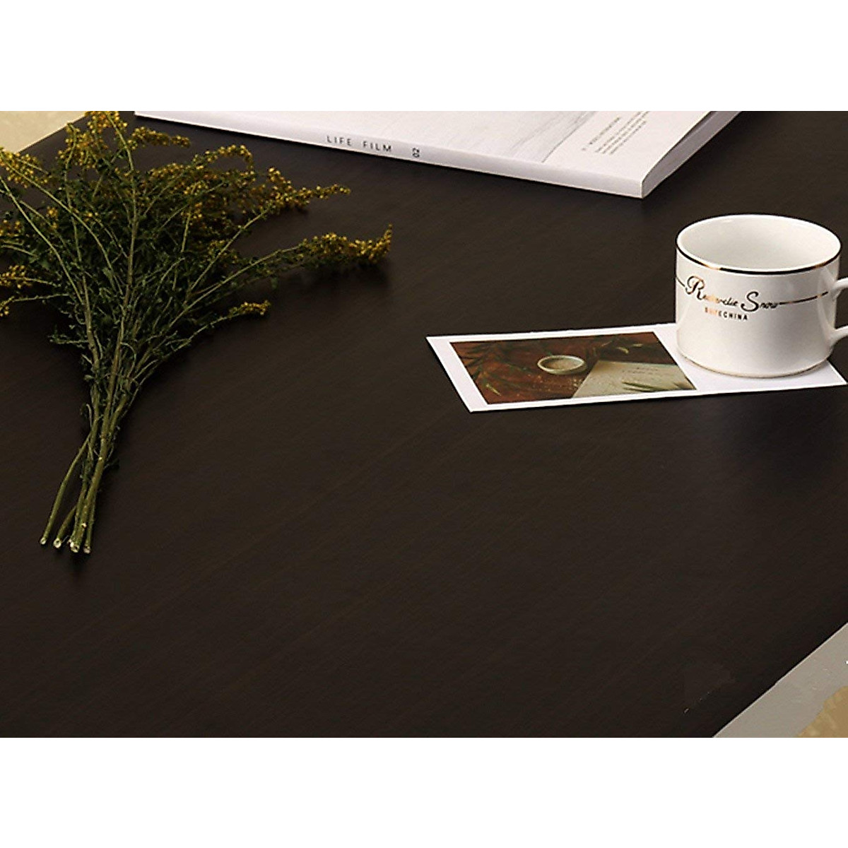 REDODECO Dark Brown Maple Wood Grain Adhesive Paper Peel and Stick Shelf Liners Wallpaper Cabinet Door Wardrobe Imitation Wood Thick Wall Stickers 15.8inch by 98inch