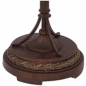 Robert Louis Tiffany Leaf and Vine II Traditional Victorian Tiffany Style Floor Standing Lamp 60" Tall Bronze Gold Amber Green Stained Glass Dome Shade Decor for Living Room Reading House Bedroom