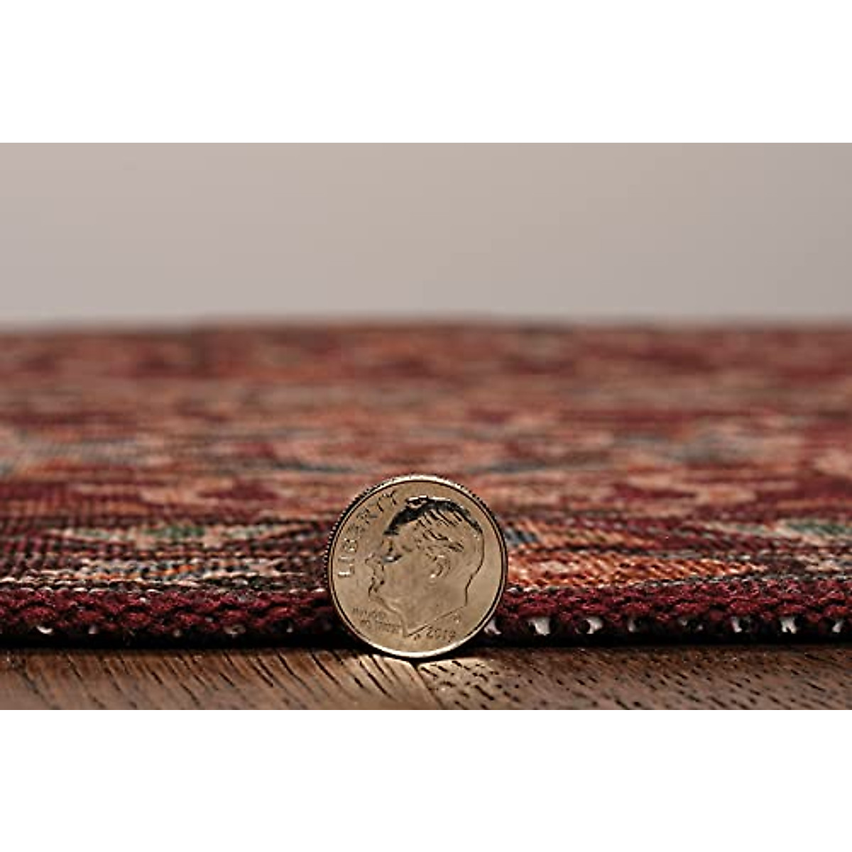 Linon Home Decor Products The Anywhere Washable Rug Yarit Garnet & Ivory 3' X 5' Accent Rug