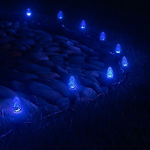 Blue-100 liglht 100ft Pathway Lights OptiCore C7 Outdoor Garden Yard Walkway Home Holiday Light Sets
