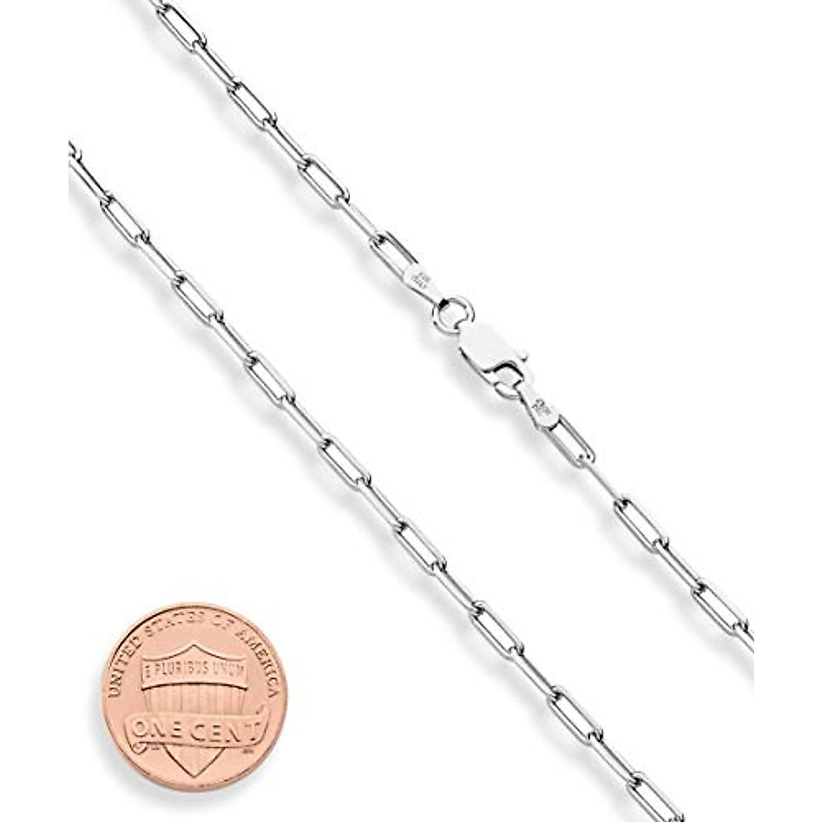 Miabella Solid 925 Sterling Silver Italian 2.5mm Paperclip Link Chain Necklace for Women Men, Made in Italy (Length 20 Inches)