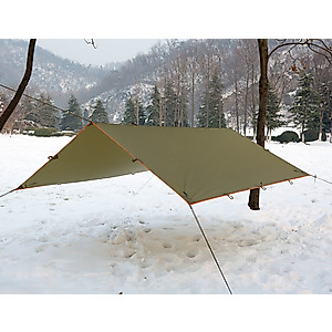 FREE SOLDIER Waterproof Portable Tarp Multifunctional Outdoor Camping Traveling Awning Backpacking Tarp Shelter Rain Tarp (Brown)