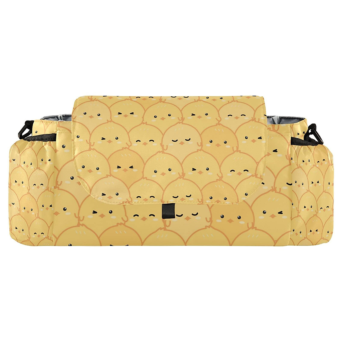 Sinestour Little Yellow Chickens Stroller Organizer with Cup Holder Universal Stroller Organizer Bag Detachable Shoulder Strap Stroller Accessories for Diaper Toys Snacks Keys Fit All Baby Stroller