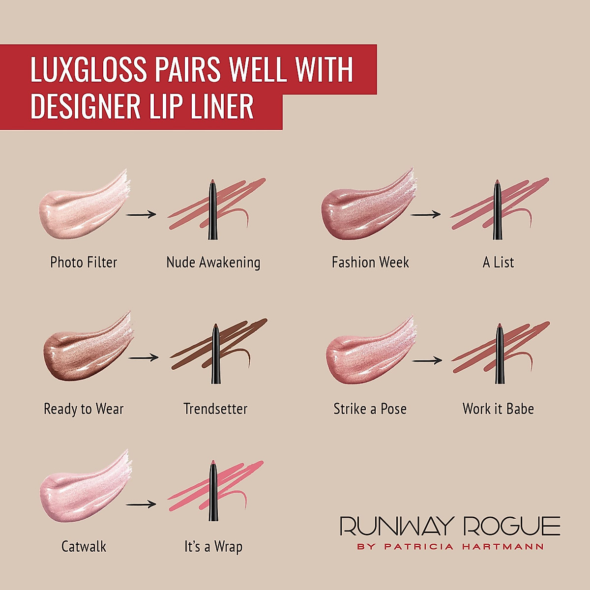 Runway Rogue LuxGloss Lip Gloss Trio, High-Pigment Shimmer Lip Gloss Set, (‘Photo Filter’, ‘Catwalk’, ‘Strike a Pose’)