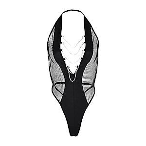 Naughty Outfits For Women, Bodysuit Women Sec Toys His And Hers Matching Underwear Set Sexy Women's Lingerie Tight Deep V Mesh Set With Stockings Women's Lingerie One Piece (L, Black)