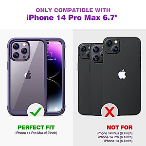 Diaclara Designed for iPhone 14 Pro Max Case 6.7 Inch with Screen Protector Touch Sensitive, [2023 Upgraded] 360 Full Body Bumper Cover+9H Glass Camera Lens Protector (Royal Purple)