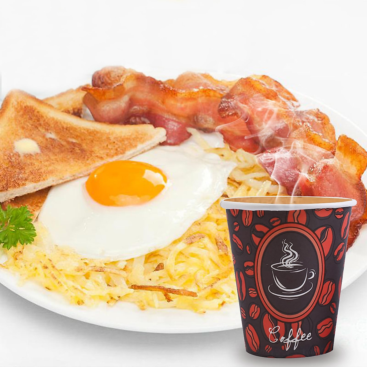 Tsyware 100 Pack Quality Disposable Paper Hot Coffee Cups, Perfect For Hot Drinks Tea & Coffee, Coffee Shops And Bars (10 oz)