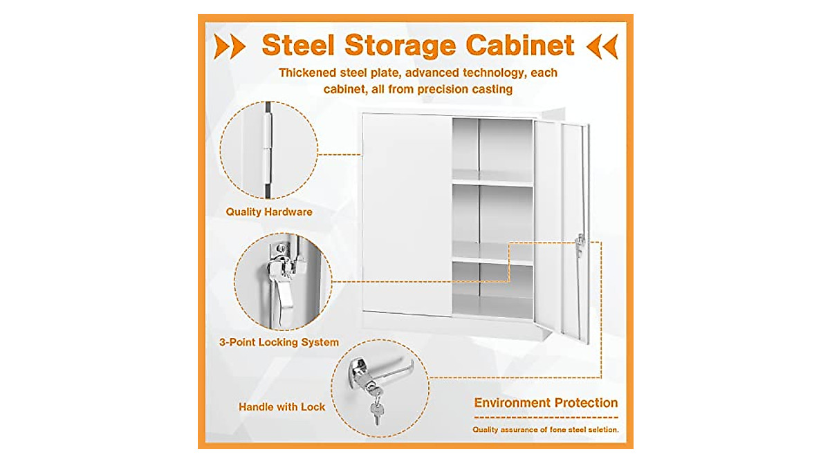 Pataku Lockable Metal Storage Cabinet for Office & Home - Secure Steel ...