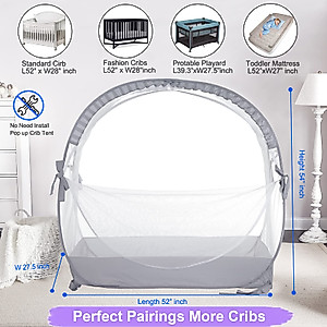 Safety Crib Tent to Keep Baby from Climbing Out,Woderful Breathable Pop-up Mosquito Net Protable Baby Tent for Baby Travel