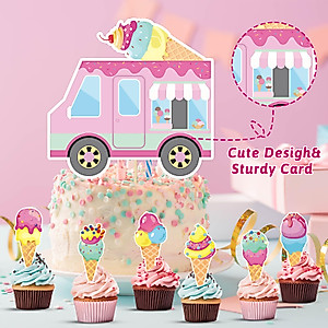 Lonfliness 132Pcs Ice Cream Party Decorations Set Ice Cream Party Supplies Tableware Kit Ice Cream Paper Plates, Napkins, Tablecloth,Banner for Kids Girls for Party , Birthday, Baby Shower Serve 25