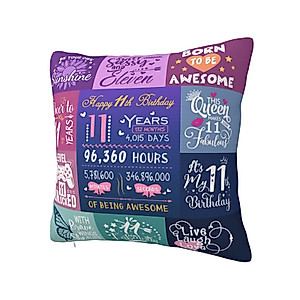 TRISG 11th Birthday Gifts for Girls, Birthday Gifts for 11 Year Old Girls,11 Year Old Girl Birthday Gifts, Birthday Gift 11 Year Old Girl,11 Year Old Girl Birthday Gift Ideas Pillow Covers 18x18
