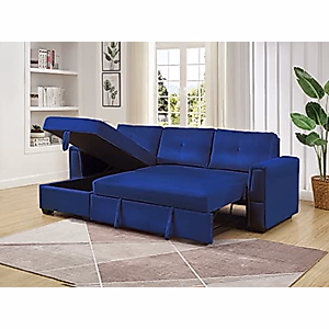 Legend Vansen 91'' L-Shaped Convertible Sectional Sleeper Sofa with Pull-Out Bed and Storage,with Reversible Chaise,Convertible Sofa for Living Room and Apartment