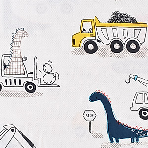 J pinno Dinosaur Construction Work Digger Cars Vehicle Cute Cozy Fun Twin Sheet Set for Kids Girls Children, 100% Cotton, Flat Sheet + Fitted Sheet + Pillowcase Bedding Set (Dinosaur, Twin)