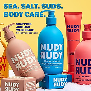 Nudy Rudy - Sea. Salt. Suds. - Liquid Hand Wash + 2 Bar Soap Bundle - Organic Shea Butter - Sea Salt - Non-Greasy - Hand Soap - Body Wash - Skin Care - Men & Women - 16.9 fl oz & 4.2 oz - 3 Pack