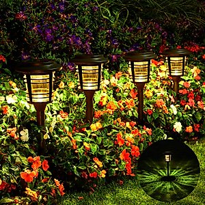 Solar Pathway Lights, Solar Path Lights Outdoor 4Pack w/Rotate Mode, 15-30Lumen Bright LED Pathway Light Solar Powered, IP65 Waterproof, Auto On/Off, Long Last, for Landscape Garden Lawn(Warm White)