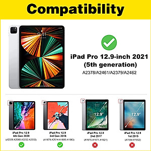 ProCase iPad Pro 12.9 Inch Case 2022 2021 2020 2018 with Pencil Holder, Folio Stand Smart Cover for iPad Pro 12.9 6th Gen 2022/5th Gen 2021/ 4th Gen 2020/ iPad Pro 12.9" 3rd Gen 2018 -Black