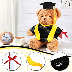 Graduation Bear Clothes Graduation Hat with Yellow Tassel Diploma Gown Outfit Plush Toy Cute Gown Clothes Accessories Fits Most 13 Inch Plush Bear Doll Small Stuffed Animal Graduation Costume