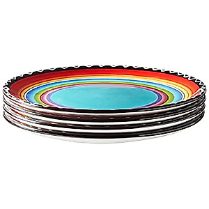 Certified International Tequila Sunrise Salad/Dessert Plate, 9-Inch, Assorted Designs, Set of 4, Multicolored