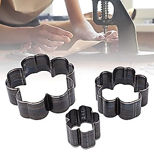 Honiwu 3PCS Flower Leather Die Cutter, Leather Hollow Punch Mold, Incisive Leather Cutting Dies, 1.2in 2in 2.8in One Hole Hollow Punch Tools Kit for DIY Leather Craft
