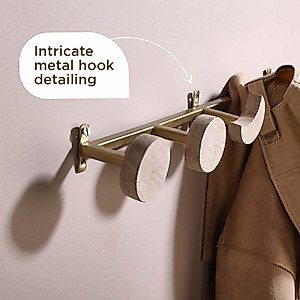 Folkuture Coat Rack Wall Mount or Wall Hooks for Hanging, 5 Hook Coat Hanger or Wall Coat Rack with Hooks, 16" x 3" Heavy Duty Entryway Hook Rack for Hanging Bags, Keys, Hats or Bathroom Towel - Moon