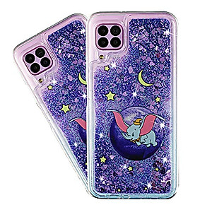 OOPKINS Glitter Liquid Case for Huawei P40 Lite for Girl Sparkle Floating Shiny Quicksand Clear Soft TPU Silicone Shockproof Protective Bumper Thin Cover for Huawei P40 Lite Dream Dumbo HIX