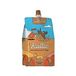 Rallie Peanut Butter Enhanced Water Supplement for Dogs - Includes Collagen for Skin & Coat, Glucosamine for Hip & Joint Support, as Well as Electrolytes for Superior Hydration Pack of 12