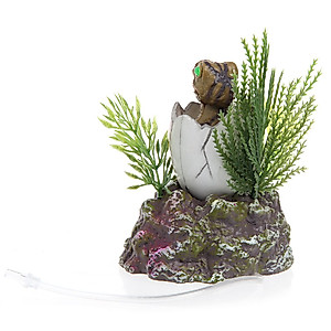 LOXGO Aquarium Decorations Small Ornaments Baby Dinosaur in Egg for Fish for Tank Aquatic Pet Supplies with Air Hose Aquarium Heater Light Thermometers Gravel Sand Decorations
