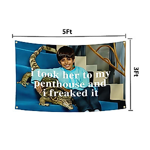 WSINO I Took Her to My Penthouse and I Freaked It Flag 3x5Ft Funny Meme Tapestry for College Dorm Room Guys Man Cave