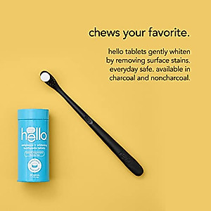 hello Antiplaque & Teeth Whitening Eco Friendly Travel Toothpaste Tablets, Natural Peppermint Flavor, Fluoride Free, TSA Compliant, Vegan, SLS Free, Plastic-Free, 60 Tablets