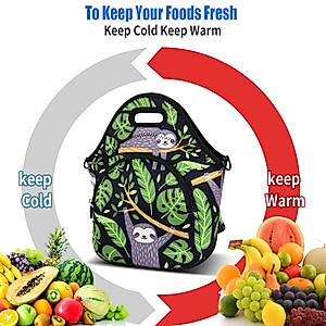 Violet Mist Neoprene Lunch Bag Tote Reusable Insulated Lunch Box with Adjustable Shoulder Strap&Pocket for Women,Men,Adults