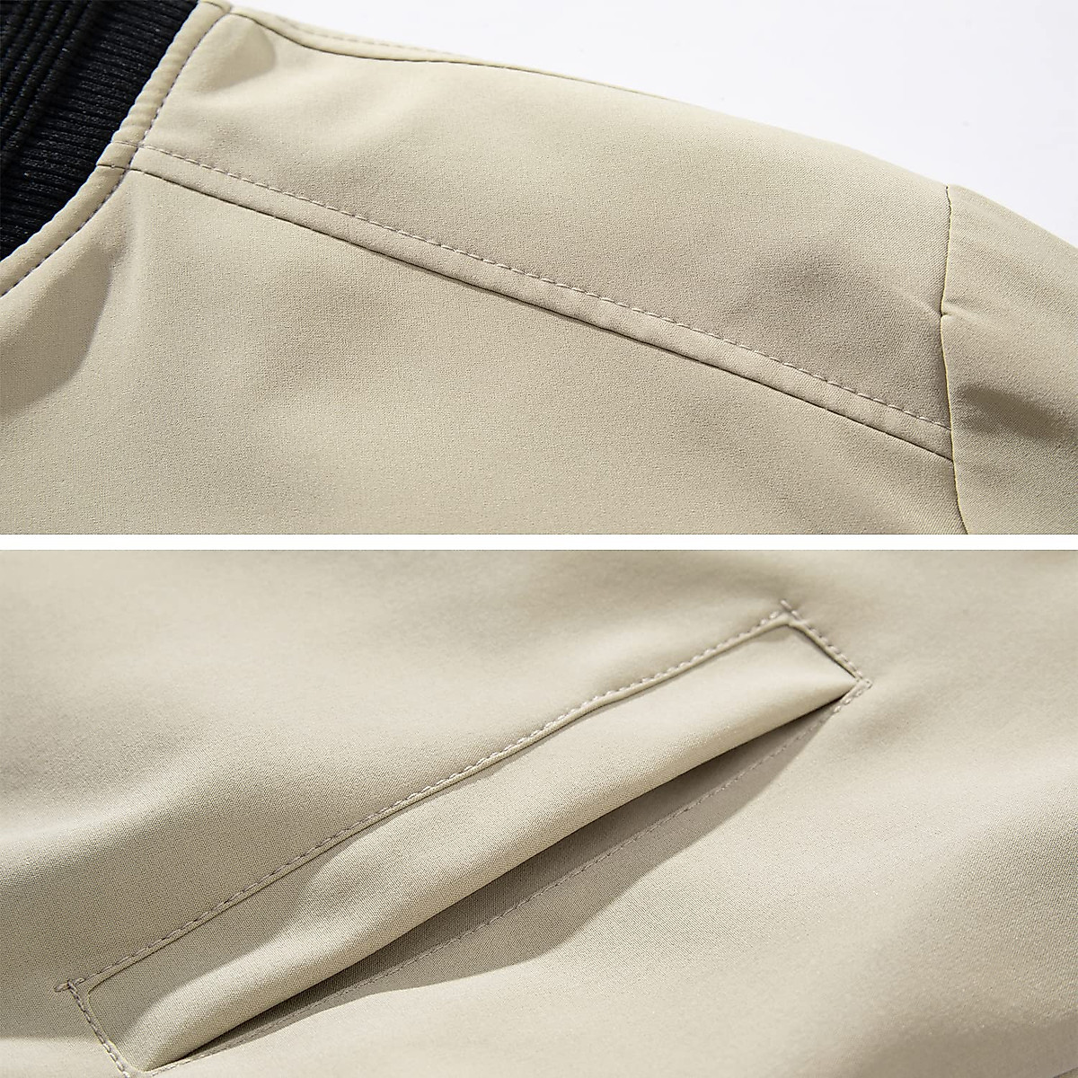 URBANFIND Men's Slim Fit Lightweight Sportswear Jacket Casual Bomber Jacket US XL Khaki K